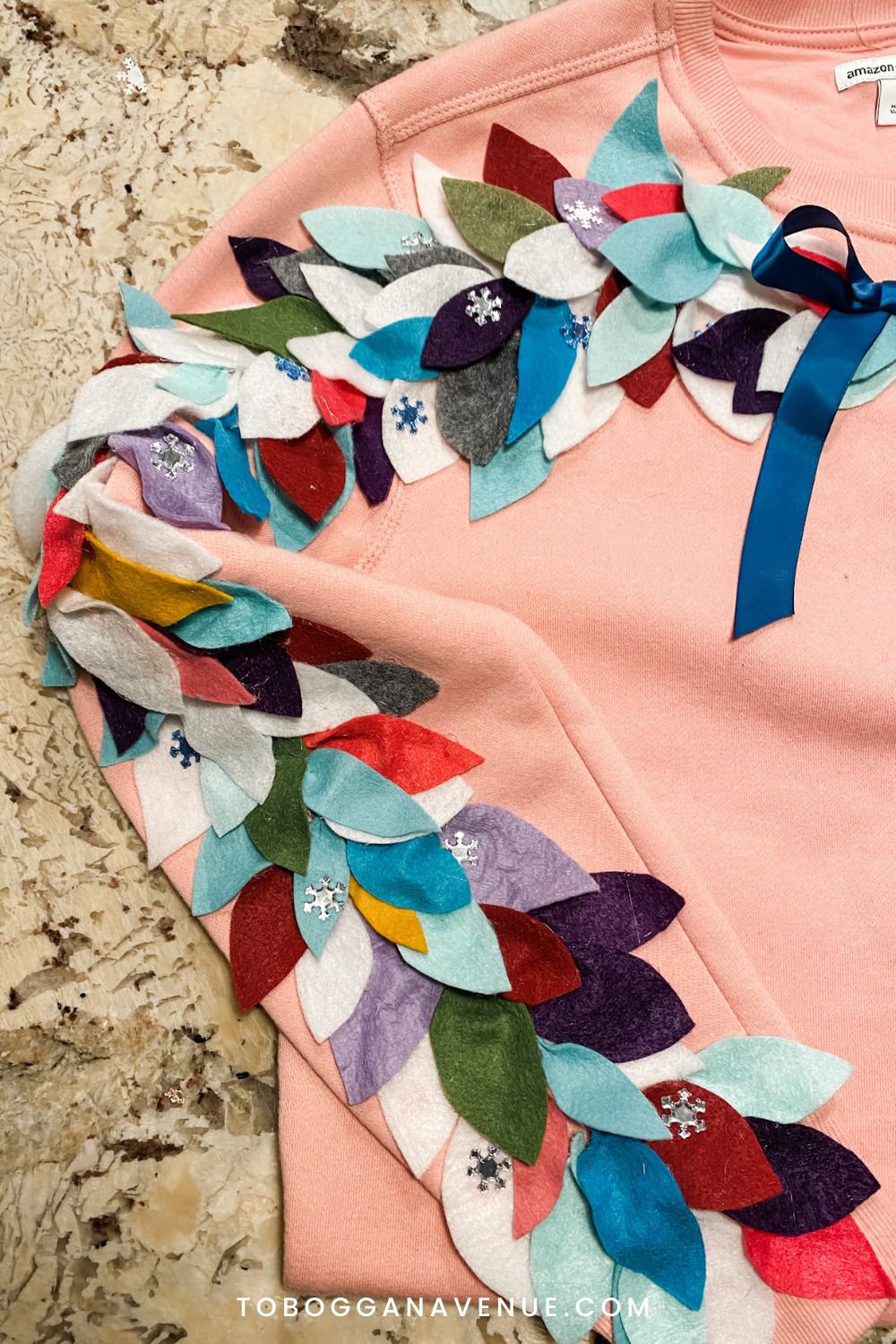 Cozy and Crafty: A DIY Christmas Wreath Sweatshirt - tobogganavenue.com